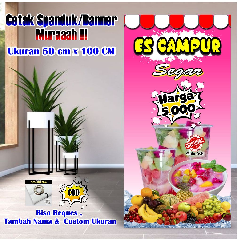 Jual Spanduk Banner Es Campur Ukuran 50 cm x 100 cm | Shopee Indonesia