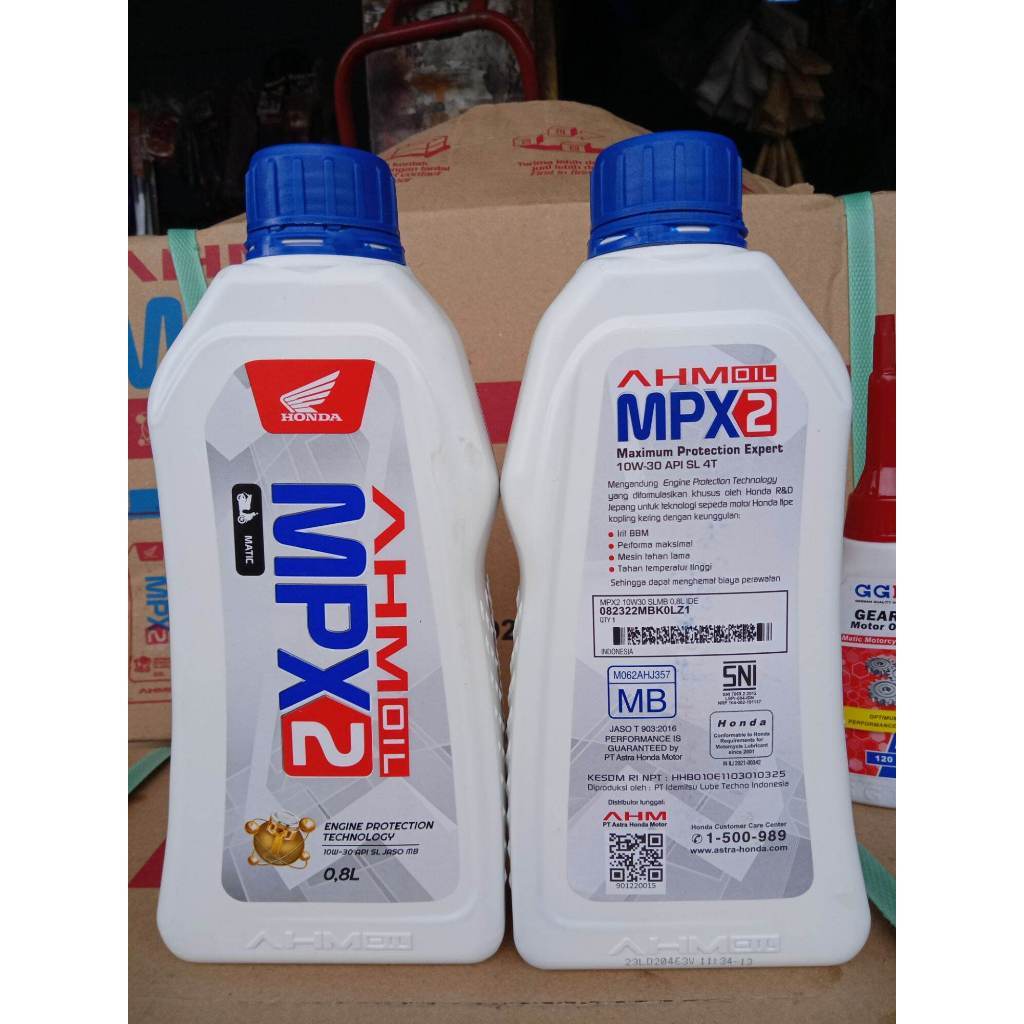 Jual OLI MPX2 OIL MESIN MPX 2 MOTOR MATIC MATIK 10W-30 HONDA AHM 800ML ...