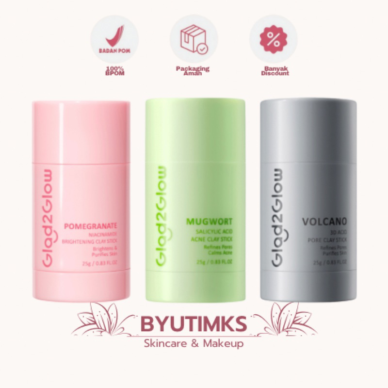 Jual Glad2Glow Face Mask Stick All Series Real Mugwort Volcano Claymask | Shopee Indonesia