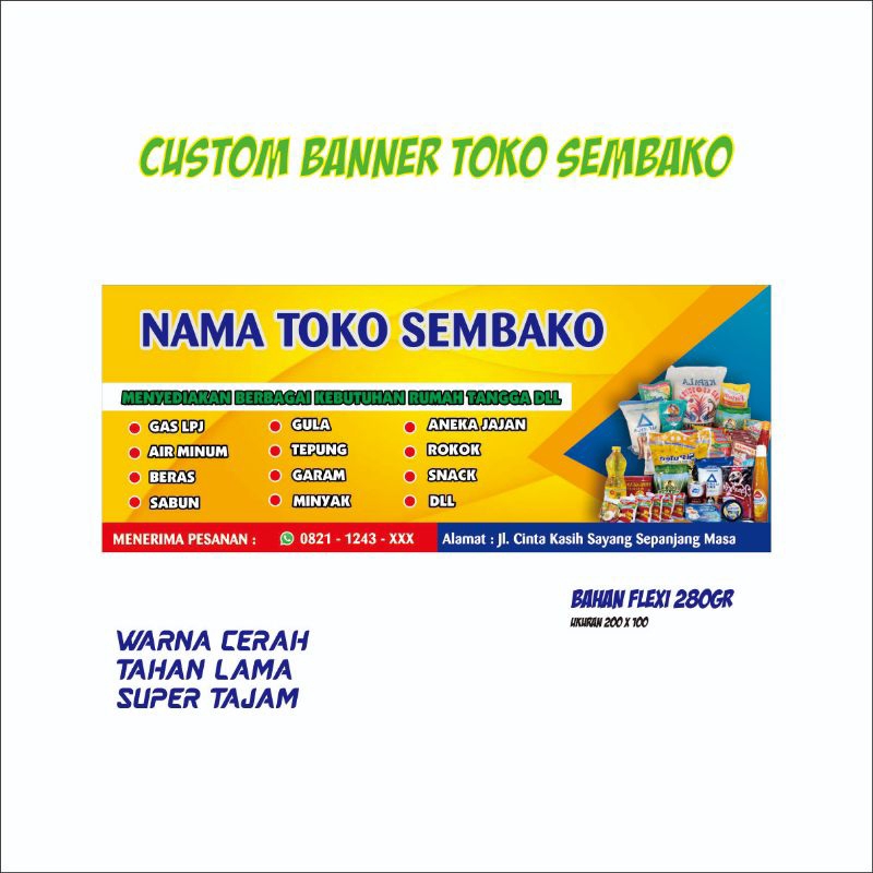 Jual Banner/spanduk warung toko sembako ukuran 150x70cm | Shopee Indonesia