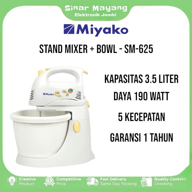 Jual Stand Mixer MIYAKO SM-625/ Mixer Mangkok MIYAKO 3,5 Liter/ Garansi ...
