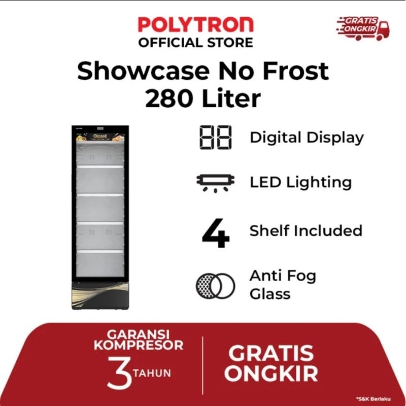 Jual POLYTRON SHOWCASE NO FROST 280L BORDERLESS SCN238 | Shopee Indonesia