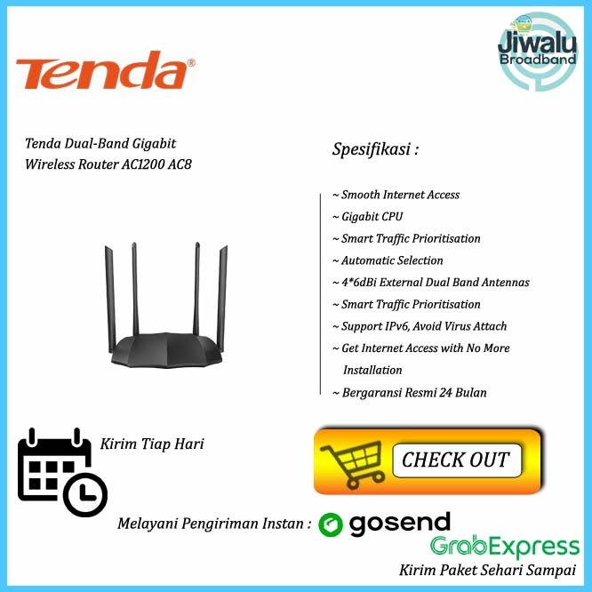 Jual Tenda AC8 - AC1200 Dual-band Gigabit Wireless Router | Shopee Indonesia