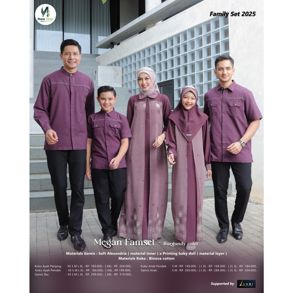 Jual Sarimbit Keluarga 2025 SSARIMBIT NEW STEP MEGAN FAMILY BURGUNDY ...