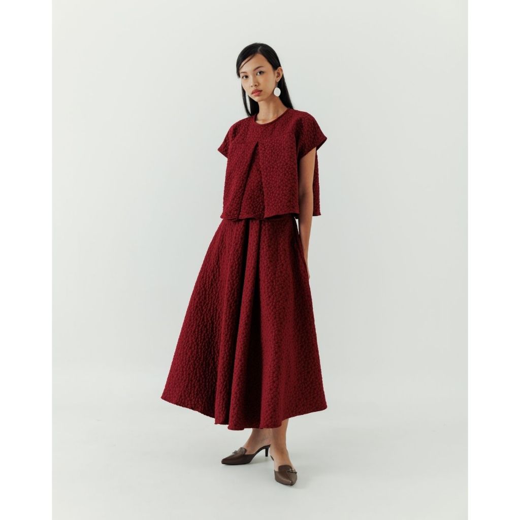 Jual PAFON Nola Skirt - Maroon | Shopee Indonesia