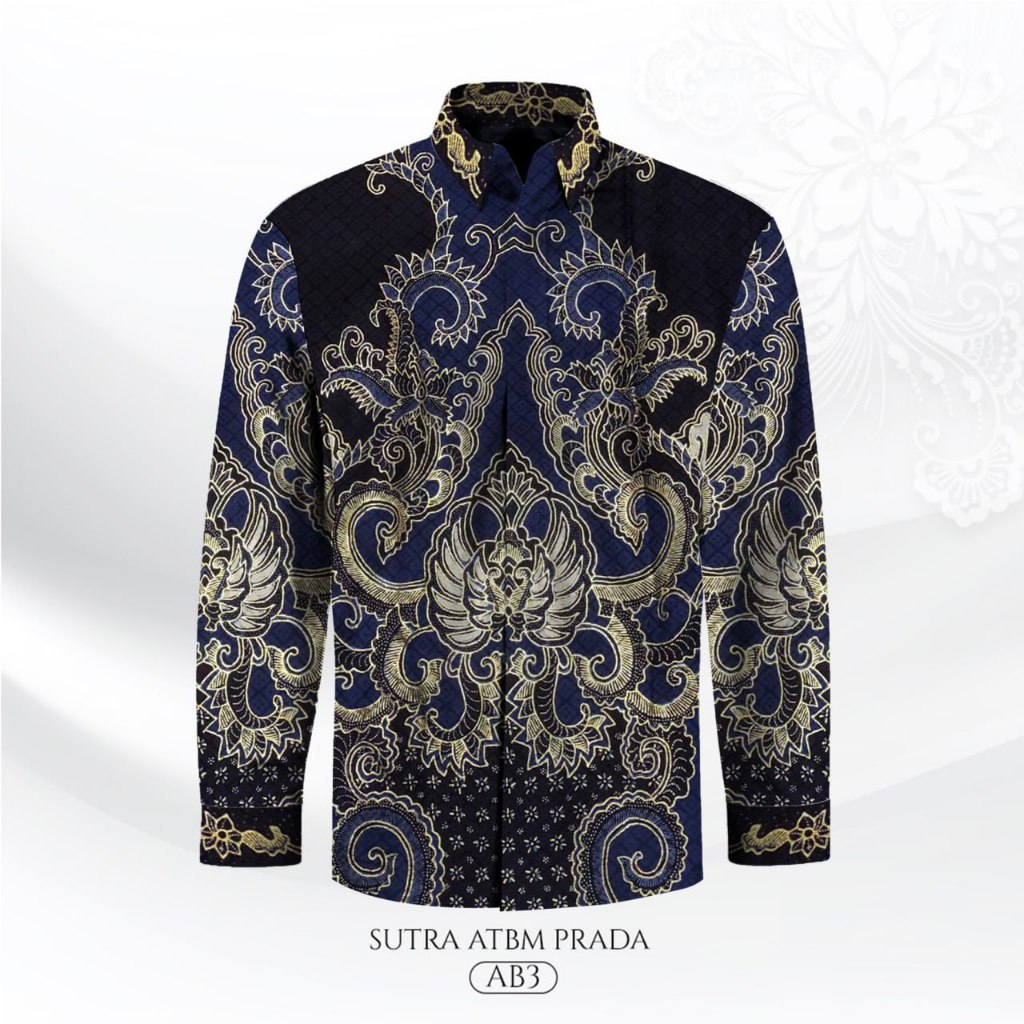 Jual Kemeja pria lengan panjang formal batik tulis prada tinta emas ...