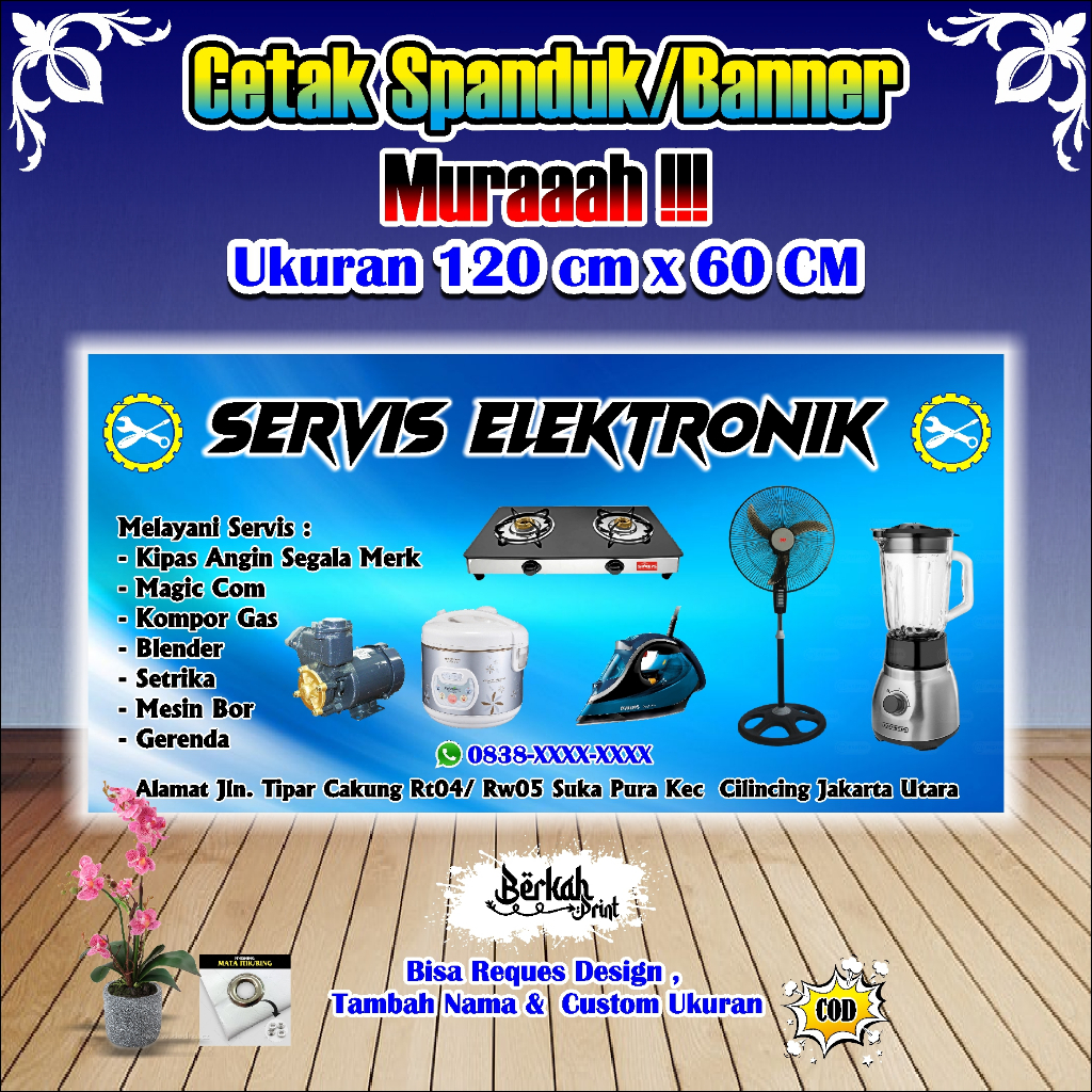 Jual Spanduk Banner Service Elektronik Ukuran 120 cm x 60 cm | Shopee ...