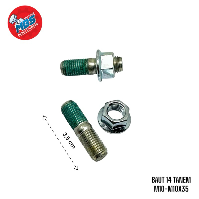 Jual BOLT DOBEL DRAT BAUT 14 14 TANEM M10-10 3,5 cm 35mm BAUT BLOK ...