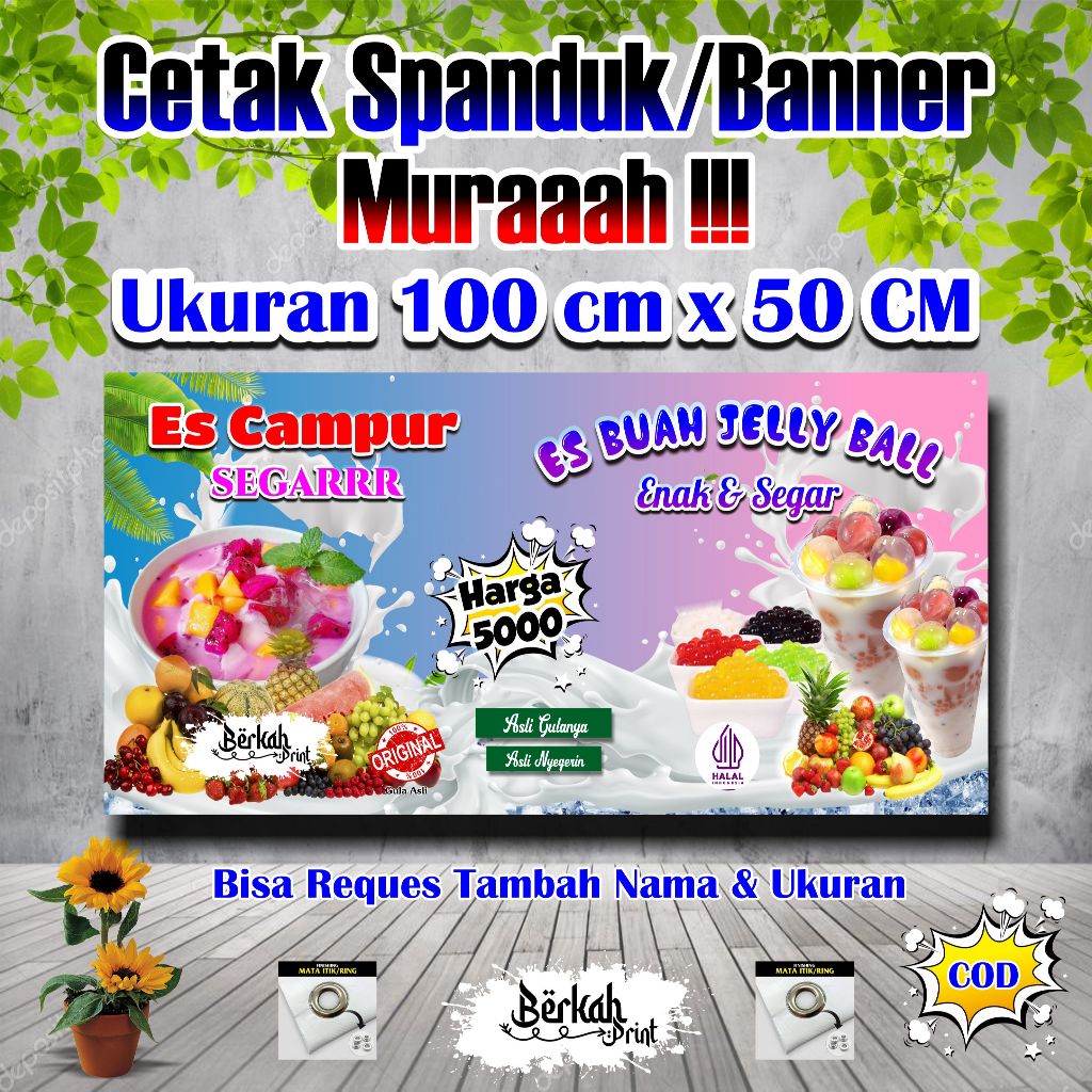 Jual Spanduk Banner Es Campur & Es Buah Jelly Ball Ukuran 100 cm x 60 ...