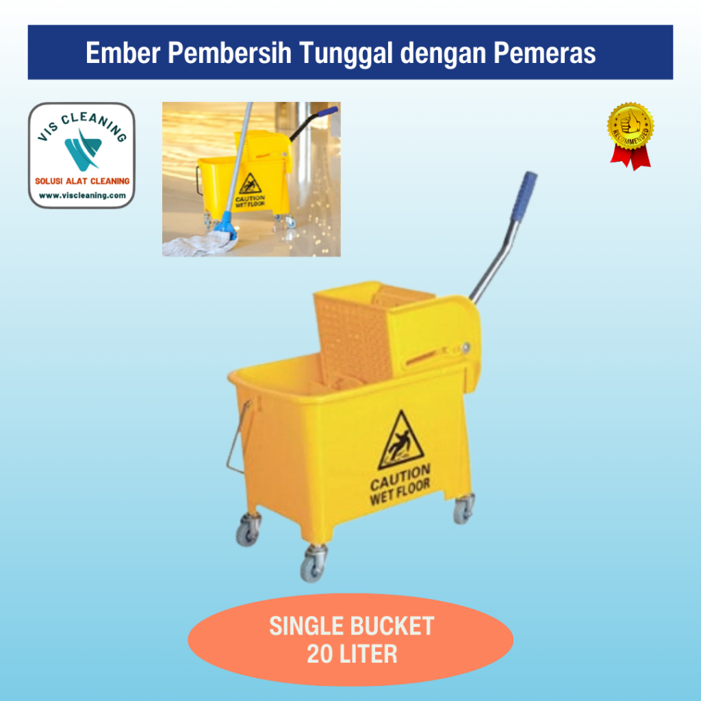 Jual Single Bucket 20 Liter Mop Wringer Trolley Sidepress / Alat Peras ...