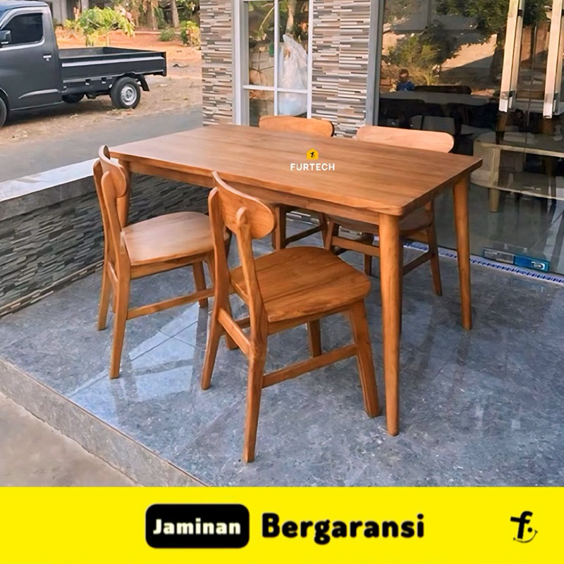Jual Set Meja Makan Minimalis Retro Kayu Jati / Meja Makan Cafe Resto Harga Termurah | Shopee ...