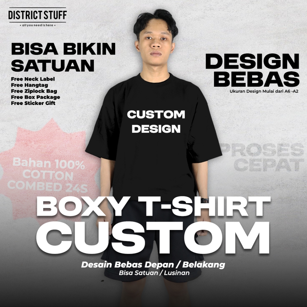 Jual Kaos Boxy Custom Sablon Foto dan Gambar Satuan DTF Unisex | Shopee ...