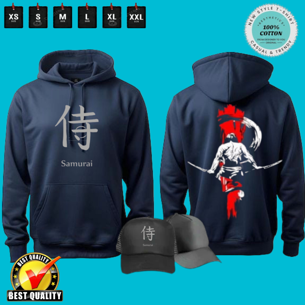 Jual HOODIE JUMPER PRIA SAMURAI JEPANG SILUET KEREN BONUS EXTRA TOPI ...
