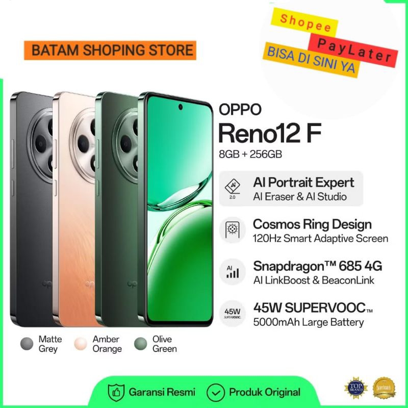 Jual Oppo Reno 12F 4G Ram 8+256GB New 2024 Resmi Oppo Smartphone ...