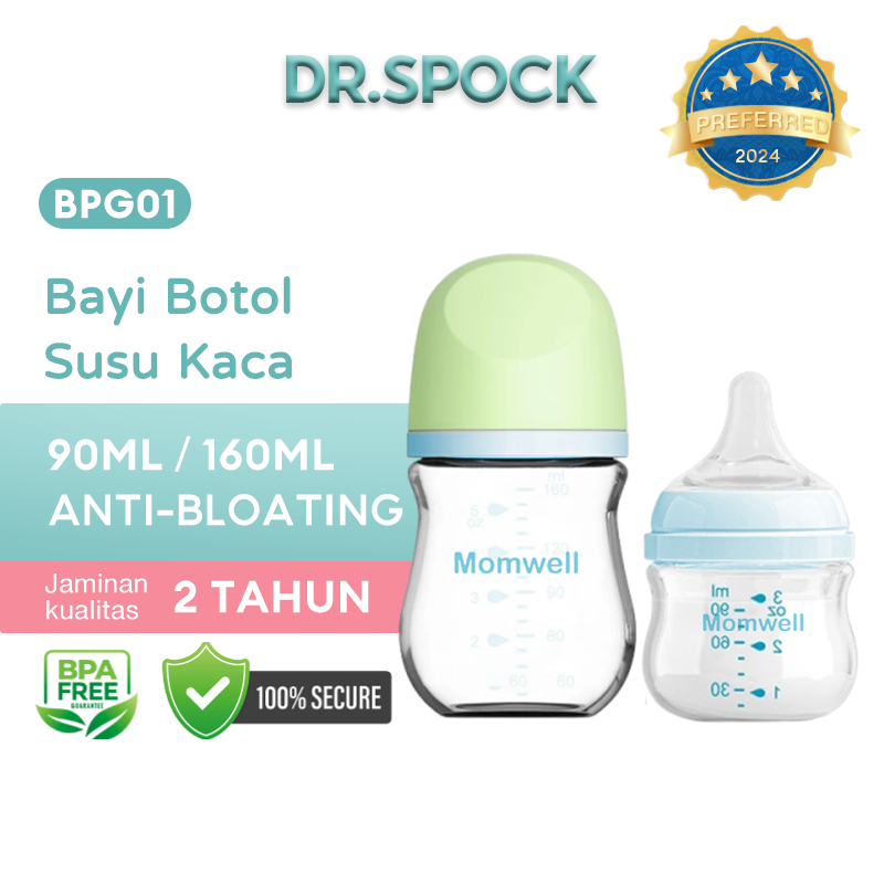 Jual Dr.Spock Dot Bayi Botol Susu Kaca 90ml/160ml Botol Minum Bayi BPA ...