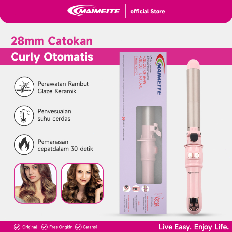 Jual MAIMEITE Catokan Rambut Ceramics 28mm Catokan Curly Otomatis Curly Rambut Curling Iron ...
