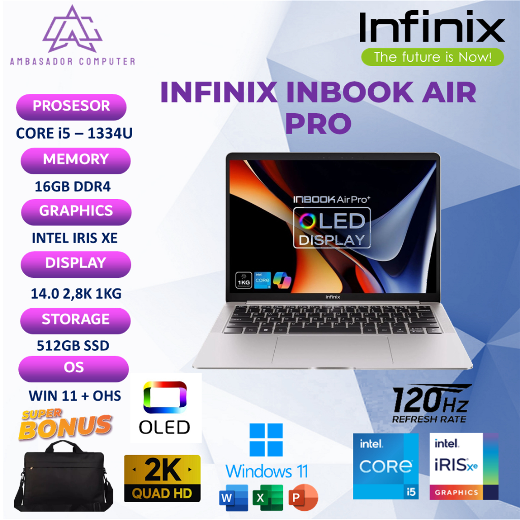 Jual Infinix Inbook Air Pro+ OLED i5 1334U 16GB 512GB Windows11 2,8K ...