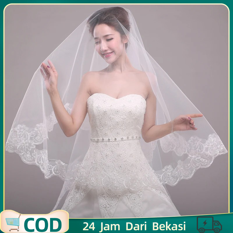 Jual Putih 1.5m/3m Veil Bridal Shower Bridal Veil Veil Wedding Panjang ...