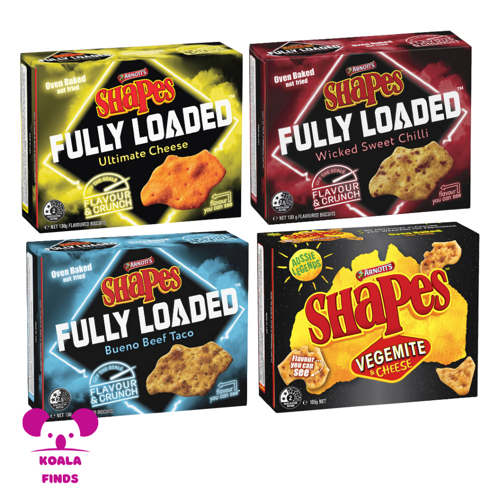 Jual Arnott's Shapes Fully Loaded Biscuits - Vegemite, Cheese, Beef ...