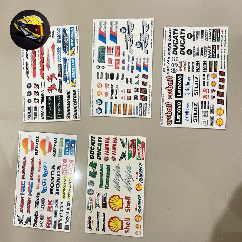 Jual sticker decal diecast miniatur motor skala 1/12 water slide ...