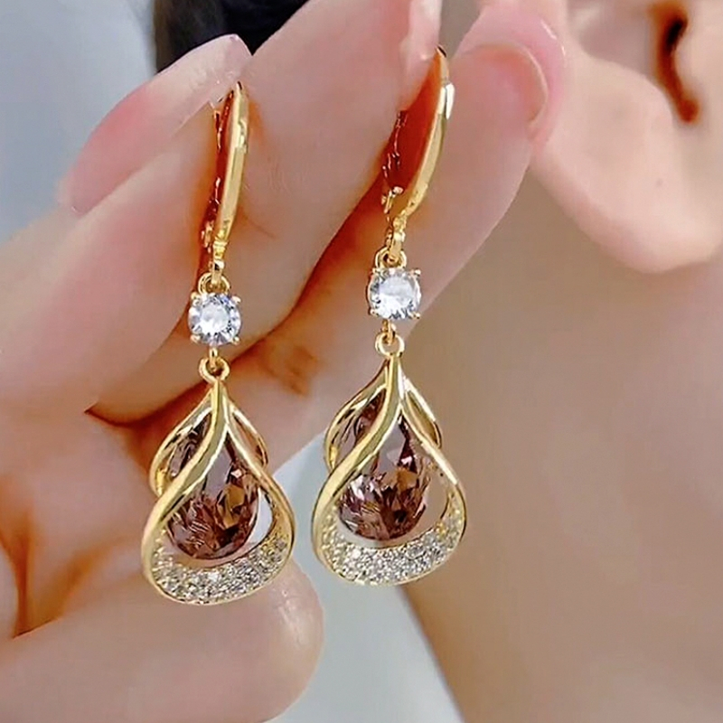 Jual Anting Korean Style Wanita Permata Anting Titanium Anti Karat Emas ...