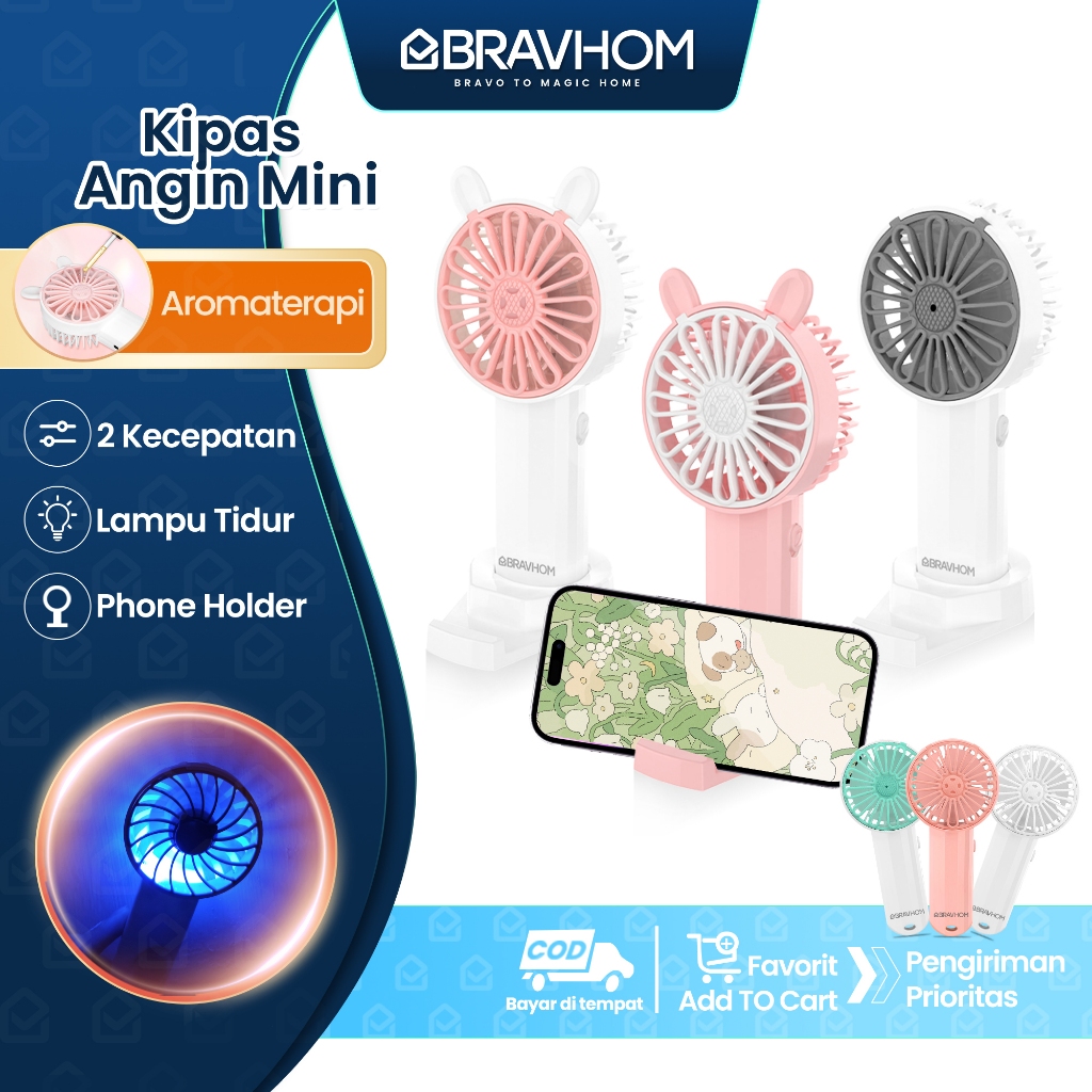 Jual BRAVHOM Kipas Mini Portable Aromaterapi USB Cas BL-FN21 Hanya ...