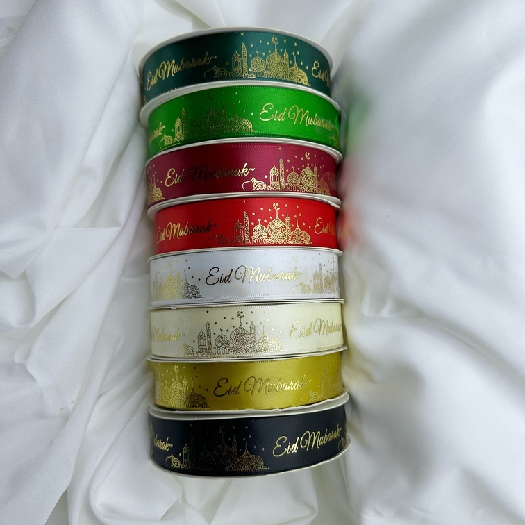 Jual Pita Lebaran Eid Mubarak Print Timbul Premium Harga per meter ...