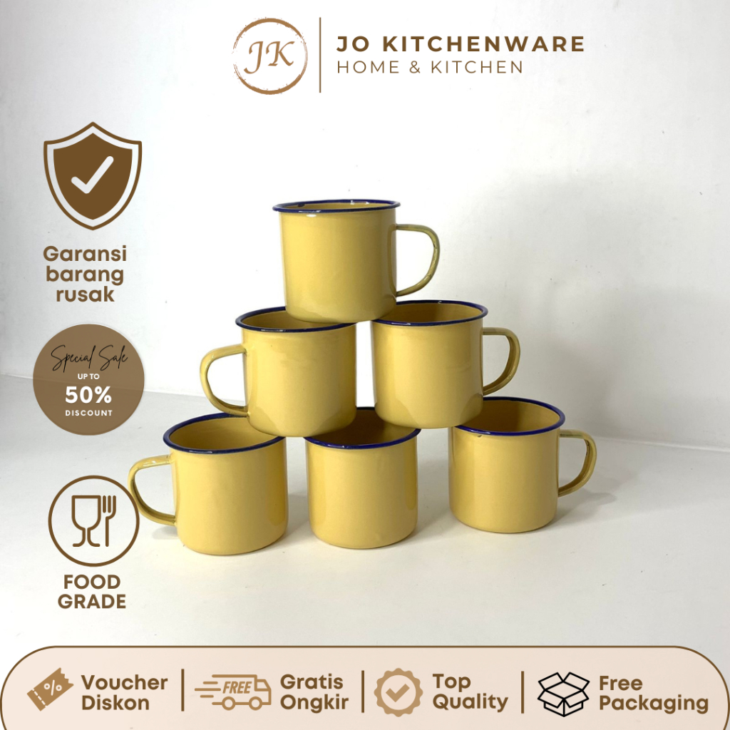 Jual Mug 6 7 kuning polos diameter 6-7cm gelas mug bahan enamel jadoel ...