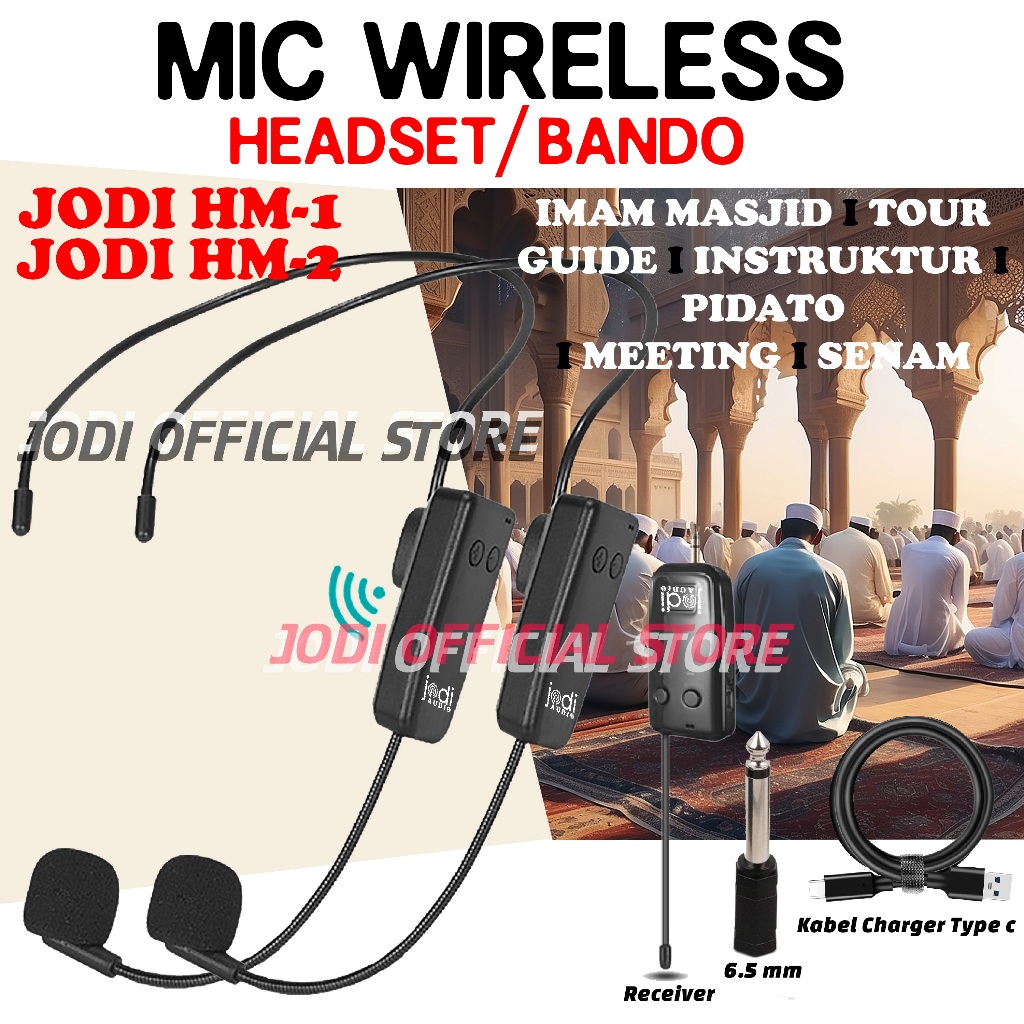 Jual JODI HM 2 Dual Mikrofon Mic Microphone Wireless Bando UHF 2.4G Untuk Presentasi Tur Imam ...