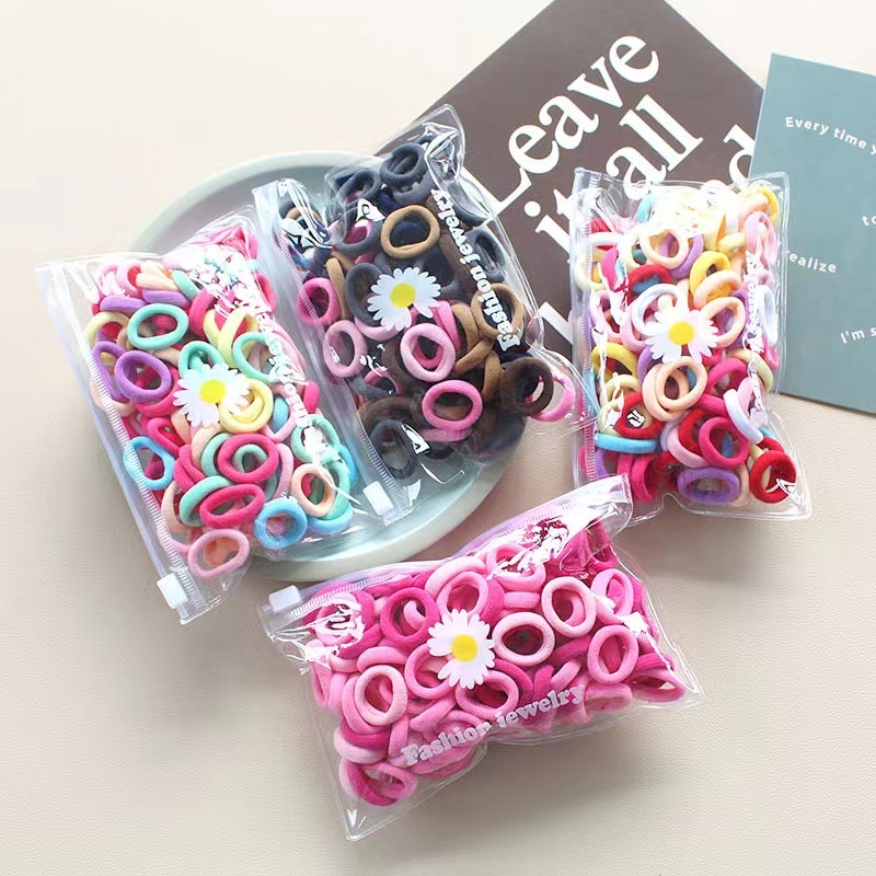 Jual 200 pcs ikat rambut donat 2cm kunciran rambut anak warna warni ...