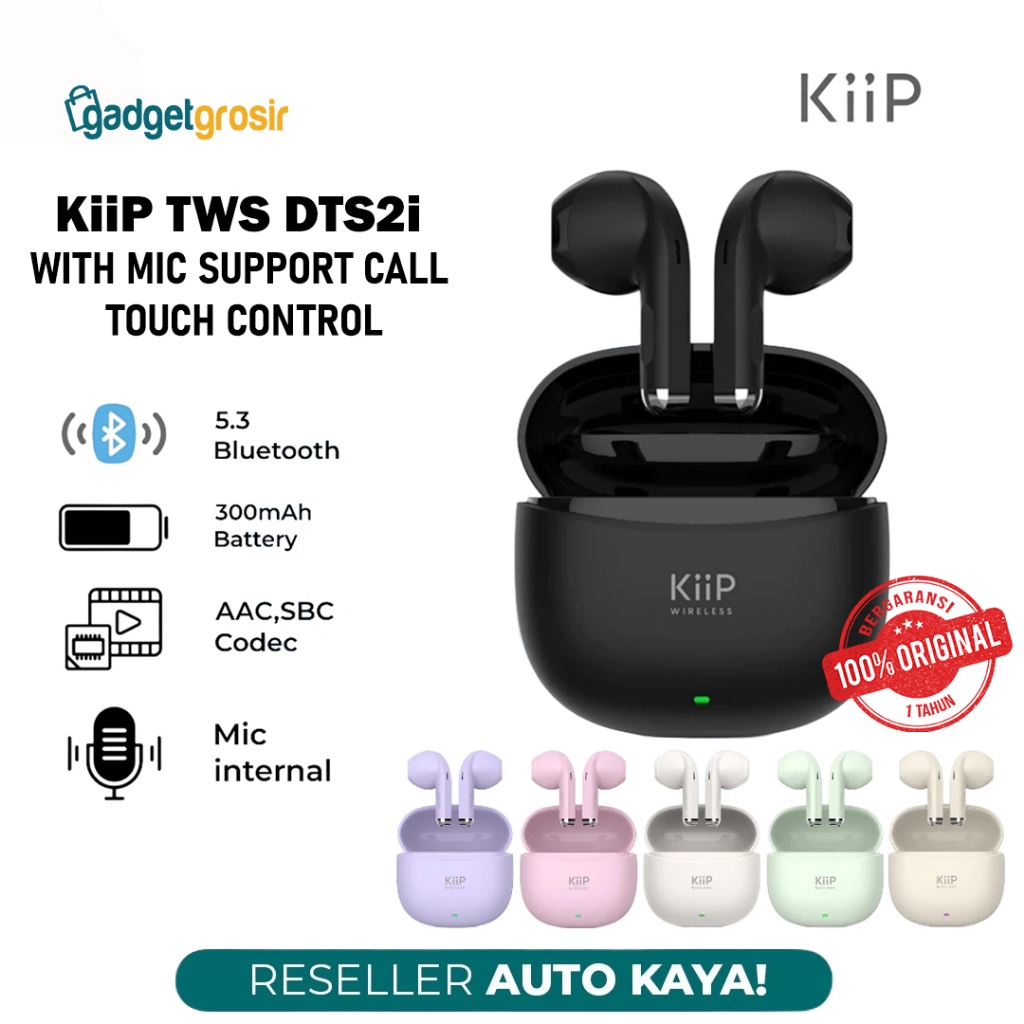 Jual KiiP TWS DTS2i Headset Wireless Bluetooth With Mic Support Call ...