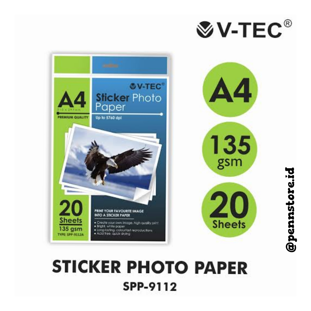Jual (pack) Kertas Stiker Glossy V-tec A4 135gsm 20 Lembar - Sticker ...