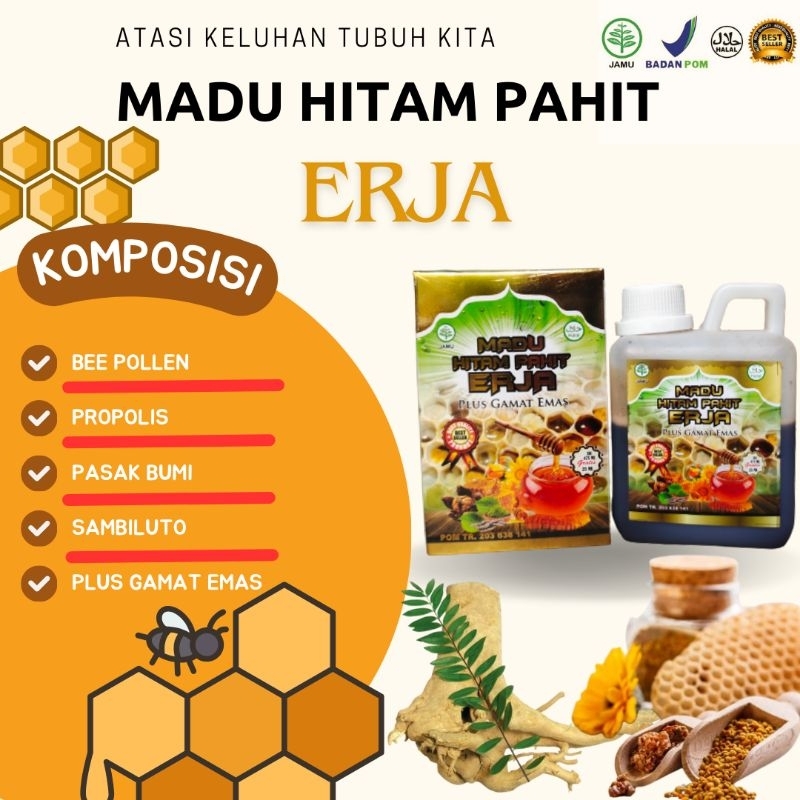 Jual MADU HITAM PAHIT ERJA + GAMAT EMAS KEMASAN 500.ml (Diabetes ...