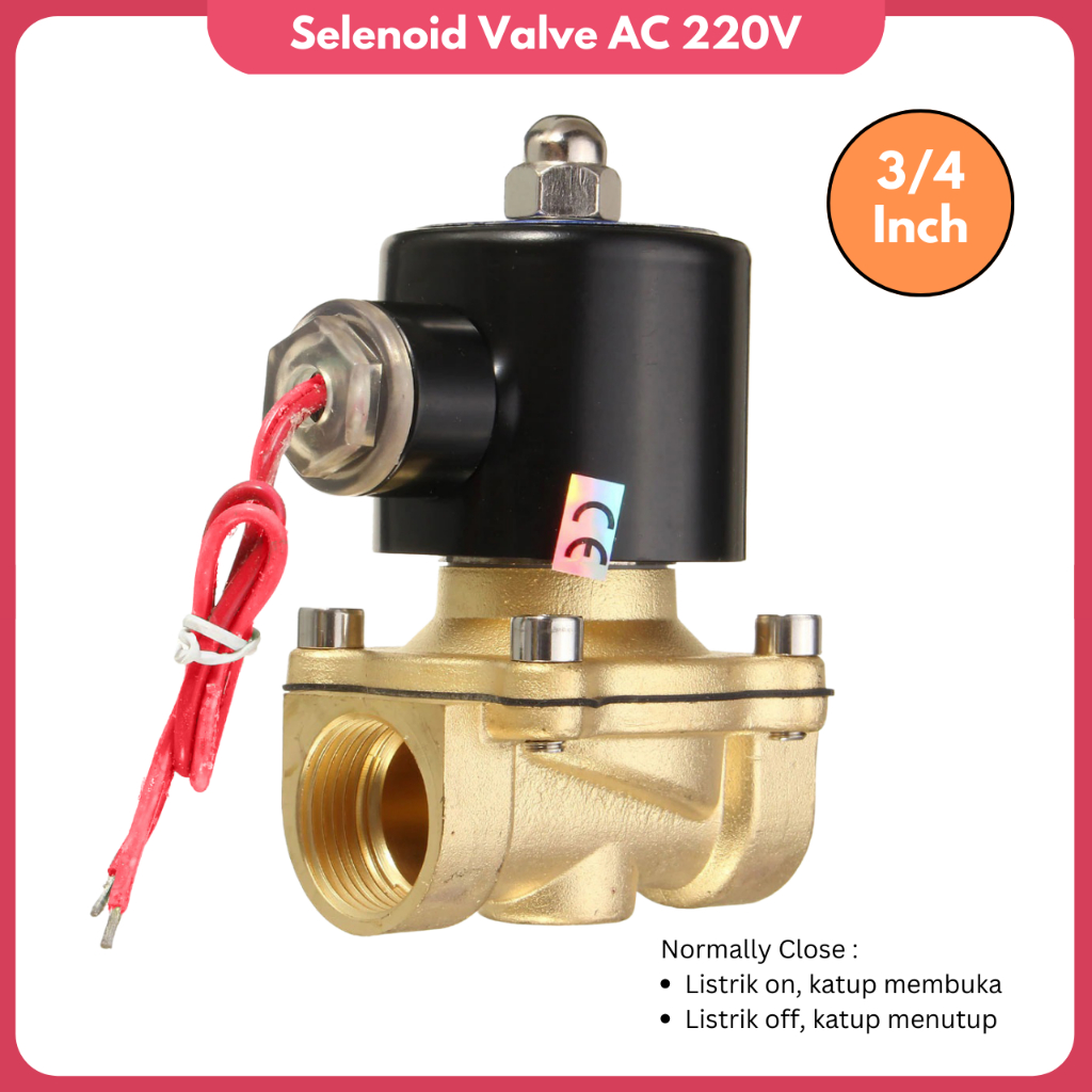 Jual Selenoid Valve 3/4 Inch AC 220V Katup Komponen Solenoid Valve Buka ...