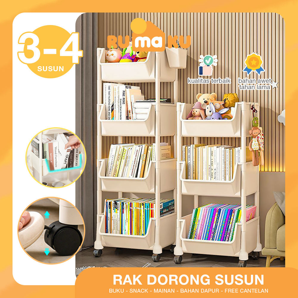 Jual Rumaku Rak Troli Roda Dorong Dengan Gantungan Serbaguna Varian 3 ...
