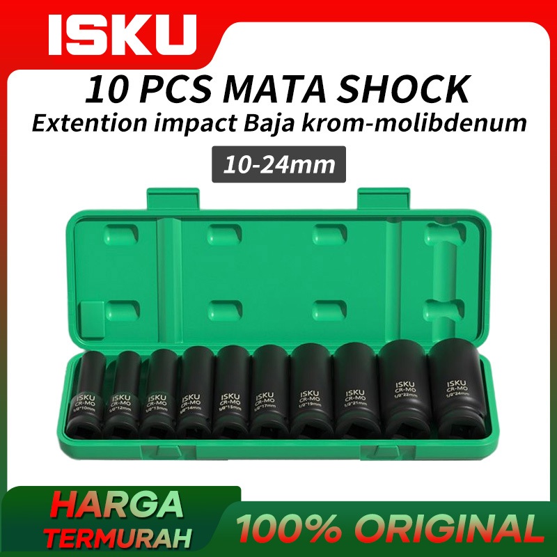 Jual ISKU Kunci Socket Extention Impact 10pcs Bahan Cr-Mo Panjang Mata Sock Impact 1/2‘’ 6pt 10 ...