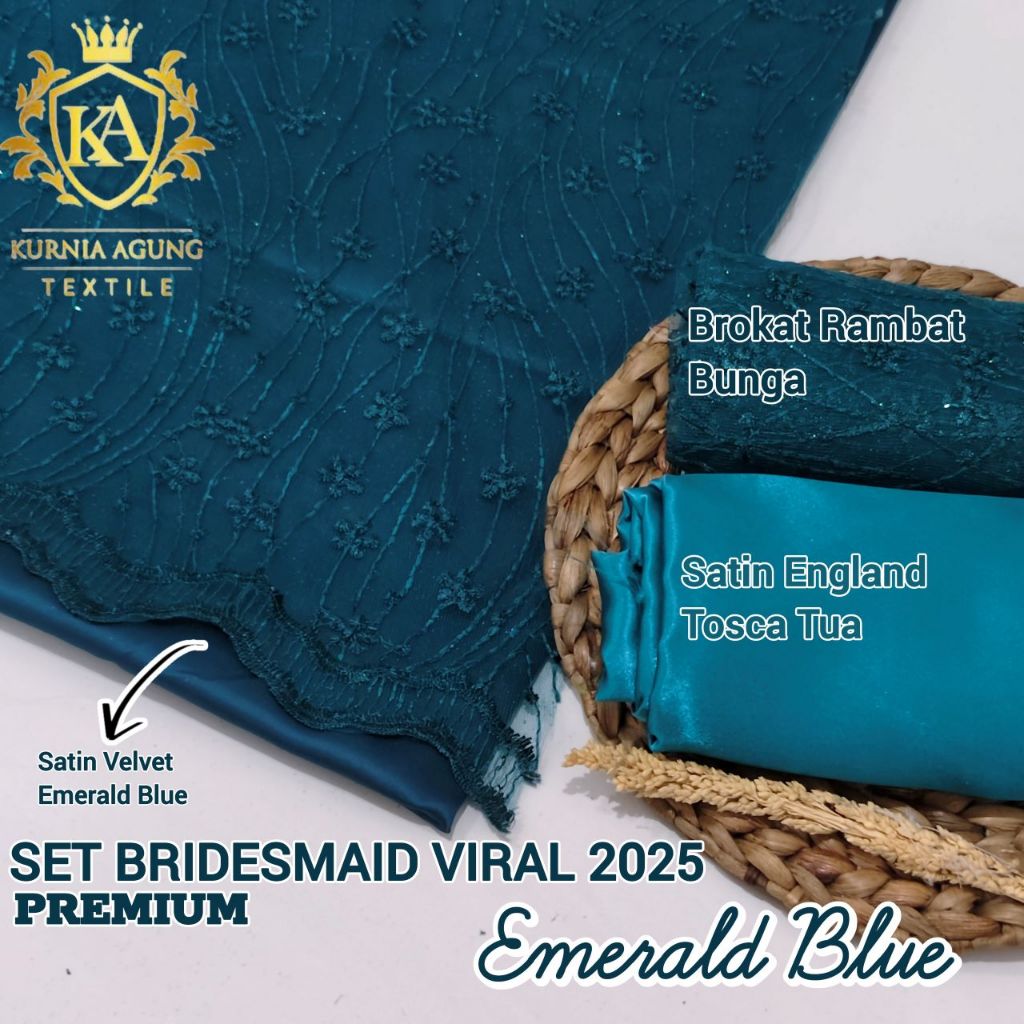 Jual Kain Brokat Bahan Kebaya warna EMERALD BLUE VIRAL 2025 Meteran Premium | Shopee Indonesia
