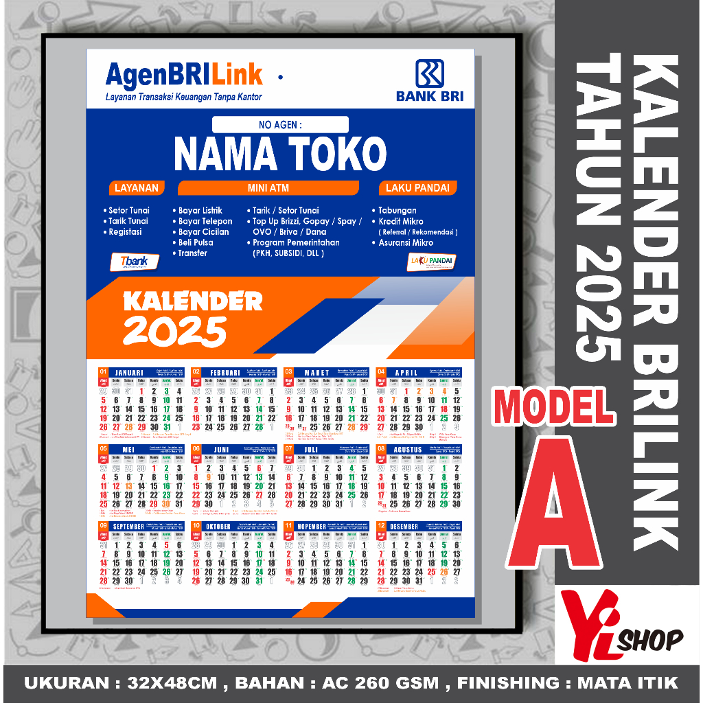 Jual KALENDER AGEN BRILINK 2025 TANPA MINIMAL ORDER 1 LBR | Shopee ...