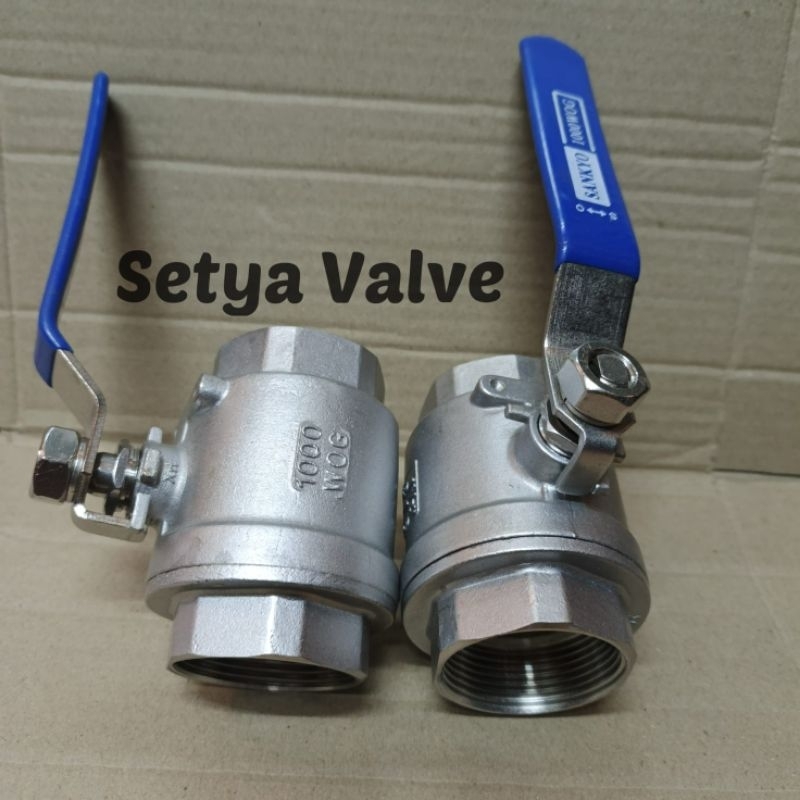 Jual Ball Valve Sankyo Type 2pc 3/4" Inch Drat Stainless 316 1000Wog | Shopee Indonesia