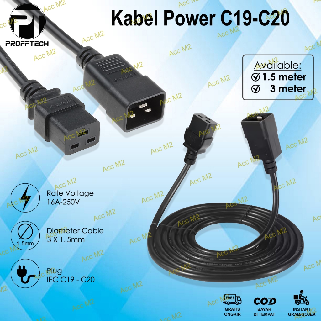Jual Kabel Power Cord UPS IEC C19 - C20 1.5M, 3M | Shopee Indonesia