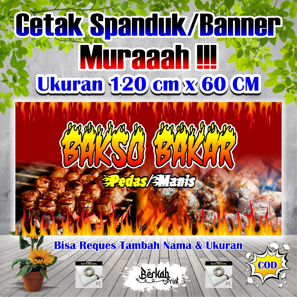 Jual Spanduk Banner Bakso Bakar Ukuran 120 cm x 60 cm | Shopee Indonesia