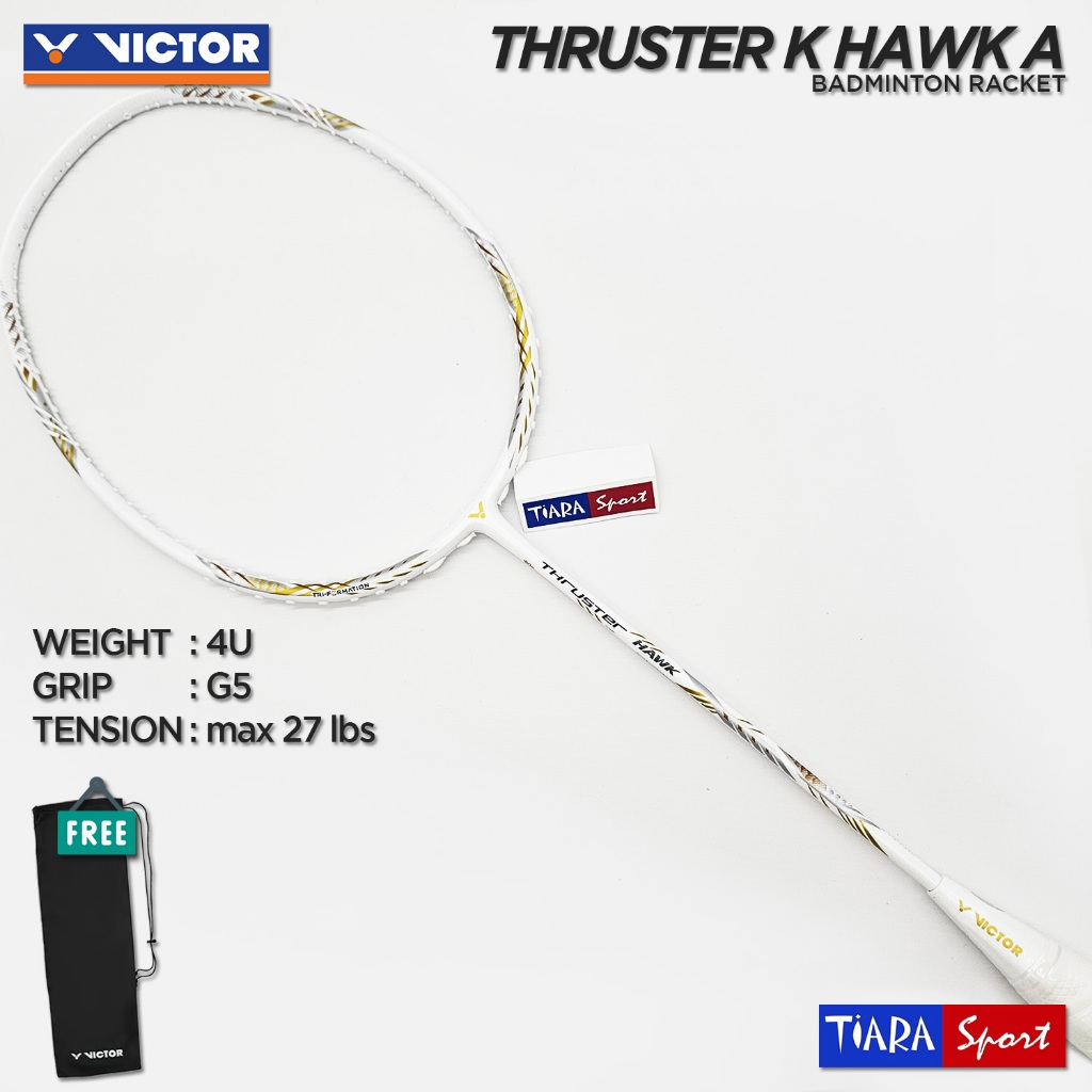 Jual Raket VICTOR Thruster K Hawk A - Pearl White - 4U G5 Badminton ...