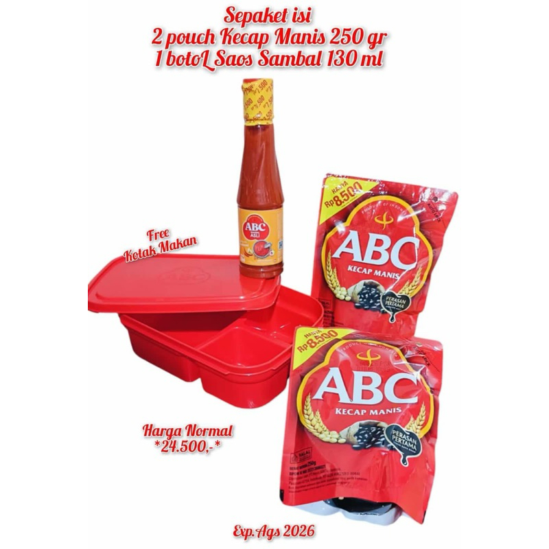Jual PAKET KECAP MANIS ABC + SAOS SAMBAL ASLI ABC FREE KOTAK MAKAN ...