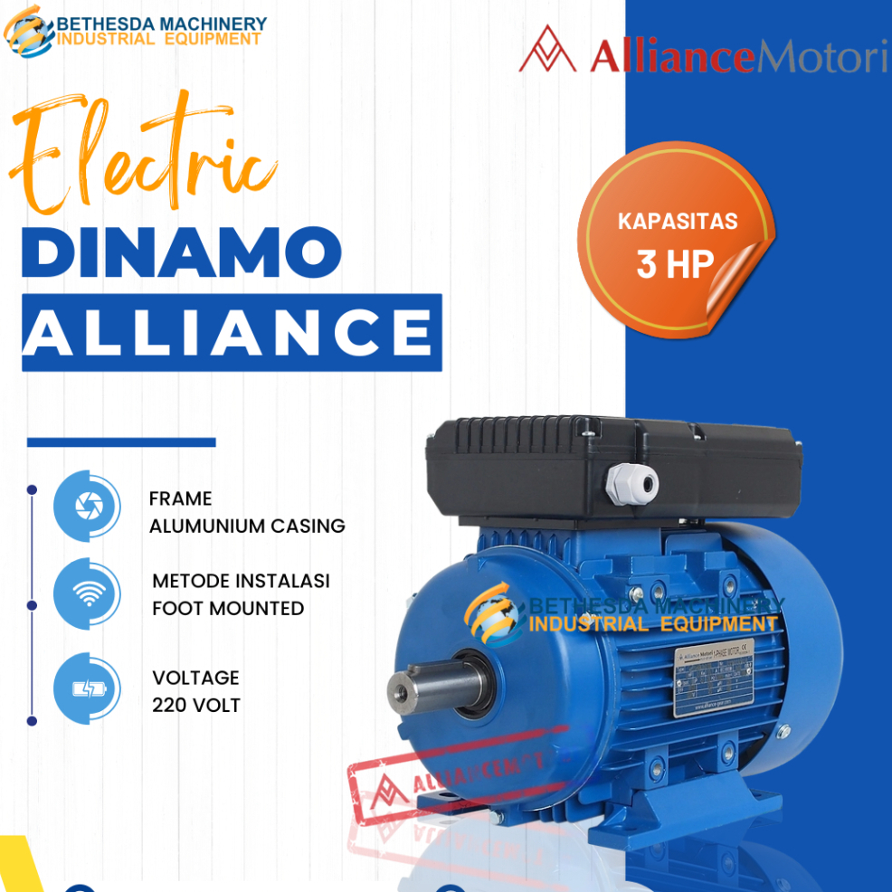 Jual DINAMO MOTOR LISTRIK 3 HP 3HP FOOT ALLIANCE ELECTRIC MOTOR 1PHASE ...