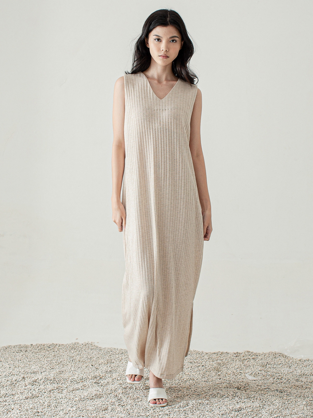 Jual InKano - River - Sleeveless maxi cotton knit dress / Dress rajut ...