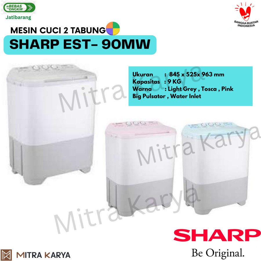 Jual MESIN CUCI 2 TABUNG SHARP EST 90 MW TWIN TUBE 9KG ES-T 90MW MANUAL | Shopee Indonesia
