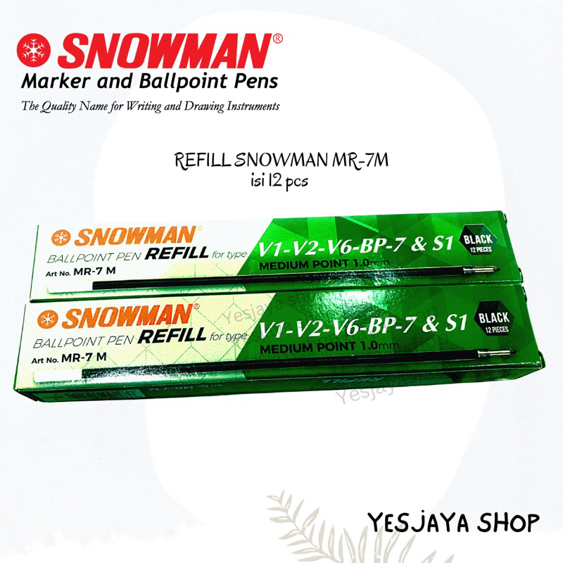 Jual {12 pcs} Refill Snowman / Isi Pen Snowman MR7M untuk pen V1/V2/V6 ...