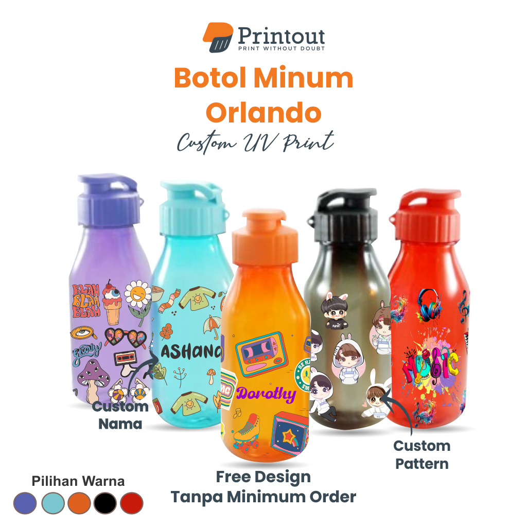 Jual BOTOL MINUM ORLANDO 700 ML CUSTOM UV PRINT BANYAK PILIHAN WARNA ...