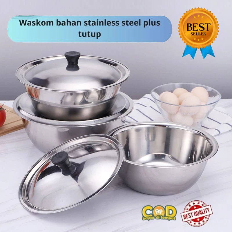 Jual Promo Baskom stainless set Mangkok Bertutup stainless impor murah ...