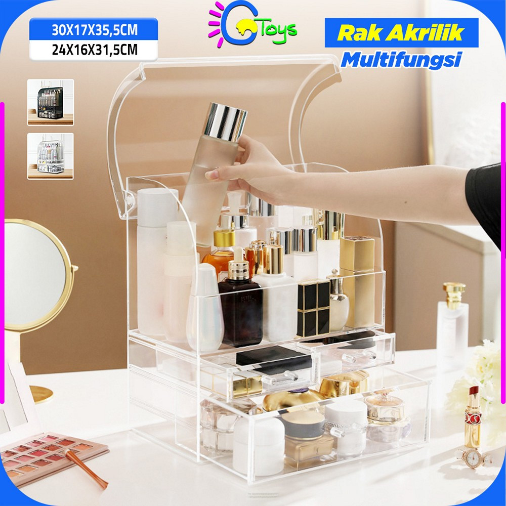 Jual CR-K132 Rak Kosmetik Dengan Laci Anti Debu Tempat Make Up Skincare ...
